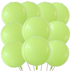 KALOR 22 Inch Pastel Green Mylar Balloons, 10 Pcs Large Giant Round 4D Foil Balloon for Wedding, Birthday, Engagement, Bridal Shower, Graduation Party Decorations