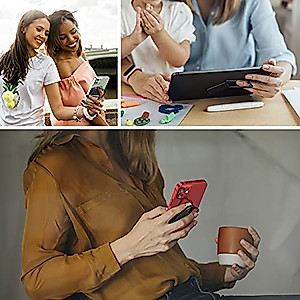 Cell Phone Ring Holder Stand Finger Kickstand, Tablet Stands, Ultra-Thin 360° Rotation Phones Back Grip Foldable for Video/Hand/Desk/Bed (Universal Magnetic Car Mount) –Metal Black