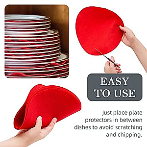 Felt Plate Storage Dividers, 36 Pack Premium Felt Round China Dish Separators Pads Plate Dividers with 3 Sizes, Dish Storage Protectors Pads for Packing Stacking Cookware (Red)
