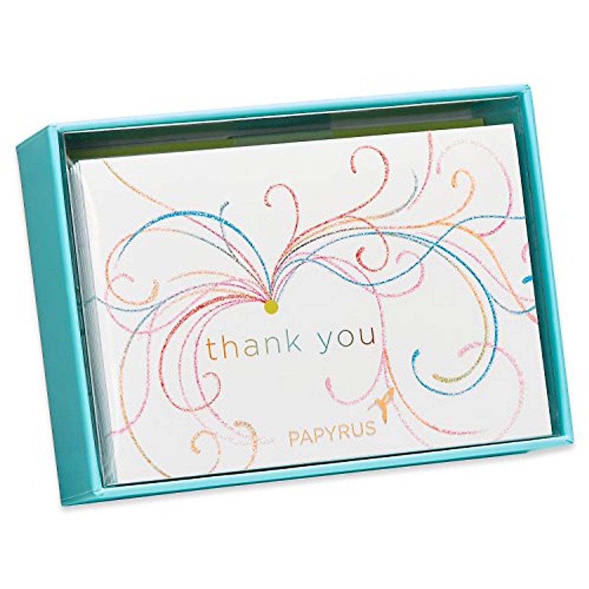 Papyrus Thank You Cards with Envelopes, Swirl Glitter (14-Count)