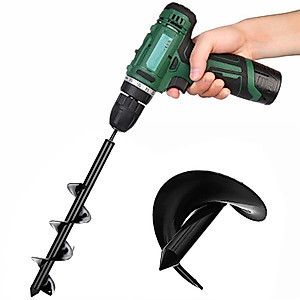 Gezhesiwei Auger Drill Bit Garden Auger Spiral Drill Bit Non Slip Earth Drill Auger for 38” Hex Drive Drill (3.5”X20”Black)