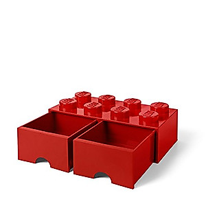 Room Copenhagen, LEGO Brick Drawer - Stackable Storage and Décor - Brick 8, Bright Red