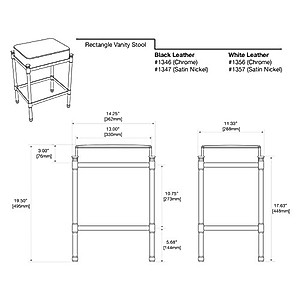 Gatco 1357 Rectangle Vanity Stool, 19.5" H, Satin Nickel