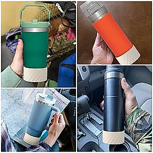 AIERSA 2Pcs Silicone Boot Sleeve for Stanley Quencher 40oz 30oz Tumbler with Handle,for IceFlow 20oz 30oz,Protective Water Bottle Bottom Bumper Cover for Stanley Cup Accessories, Cream