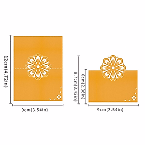 Table Card for Wedding Bride Shower Dinner, Reception, Banquet, Buffet Food, Seating Place Cards for Tables, Scored for Easy Folding, Hollow Flower Design, 50 Pack (Platinum)