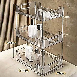 3 Tier Countertop Organizer Multipurpose Counter Vanity Tray Cosmetic Perfume Makeup Display Container for Living Room Bathroom Toilet Home , Gray