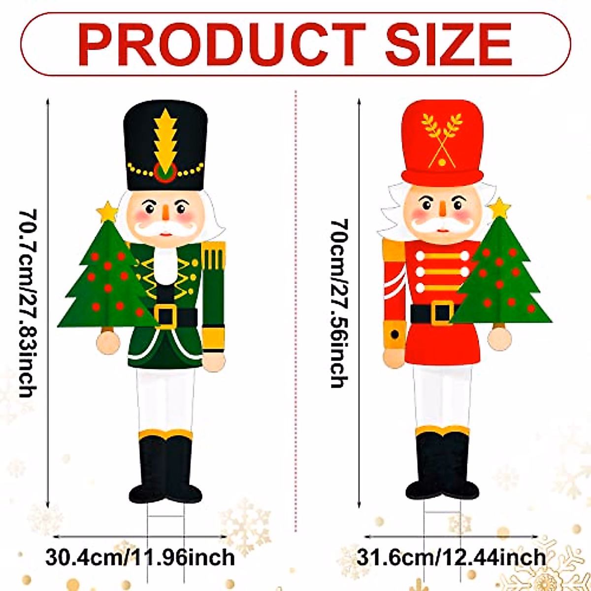 2 Pcs LED Lights Nutcracker Christmas Outdoor Yard Stake Sign Nutcracker Yard Stakes Large Nutcracker Winter Decorations Soldier Decorative Garden Stakes for Xmas Holiday Lawn Garden, 30 Inch