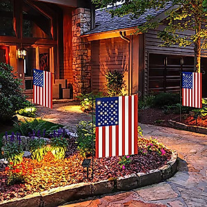 Hopolon American Garden Flags 12 X 18 Inch- 11 Warm White LED Lights with Solar Panel,US USA Double Sided Small American Flag for Holiday,Christmas,Yard, Banner, Patriotic,Outdoor Lawn Decoration