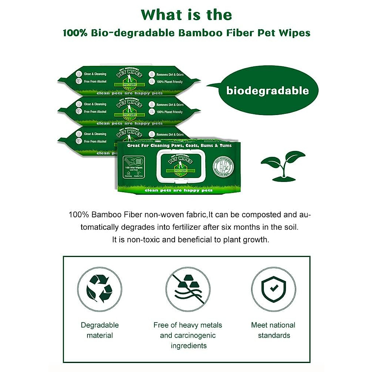 My Turf Unscented Dog Wipes – 100 pcs Pet Wipes for Paw Face Ears and Butt – Cat & Dog Wipes Cleaning – Kitten and Puppy Grooming Bath Wipes 6x8 Inch