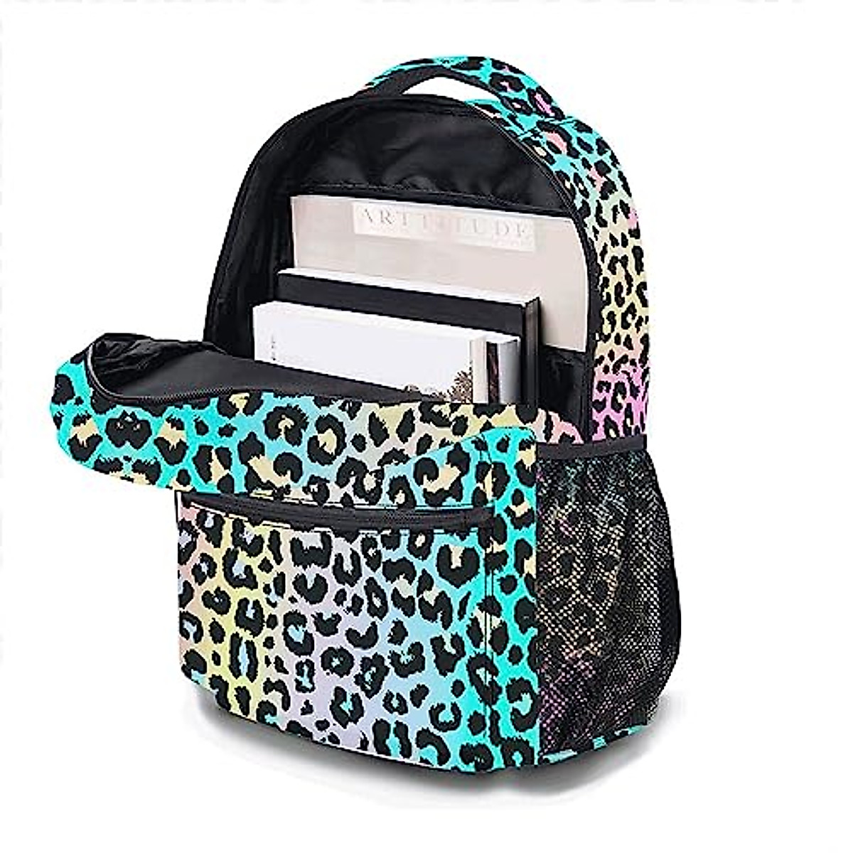 DTCCET Multi-Colored Leopard Backpack, Stylish Laptop Bag Classic Leopard Daypack with Multiple Pockets, Lightweight Shoulders Backpack (Colorful Leopard)