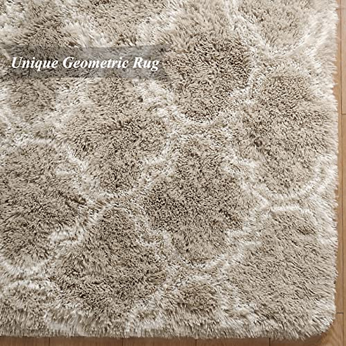 Idailic Fluffy Shag Area Rug Plush Carpet 5x8 ft Modern Moroccan Rugs for Bedroom,Living Room,Dining Room,Playroom,Dorm,Office,Home Decor,Large Rug Fuzzy Indoor Rug,Beige and White