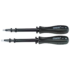 Draper Expert 2 -Piece Screw Holding Mechanics Screwdriver Set | Ideal Impact Resistant Plastic Grip | Hand Tools Set | FlatHead & PZ Type Screwdrivers | SVCM Steel Blades | 27591