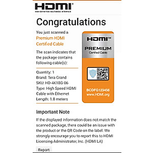 Tera Grand - Premium High Speed HDMI Certified 2.0 Cable with Aluminum housing, Supports 4K HDR Ultra HD 18 Gbps 4K 60Hz HDCP 2.2, 6 Feet