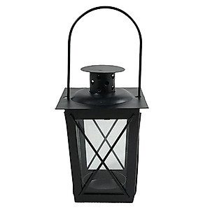 Homyl Metal Lantern Garden Lantern Wind Light Lantern Candle Holder Home Garden - Black, 6.69inch Height
