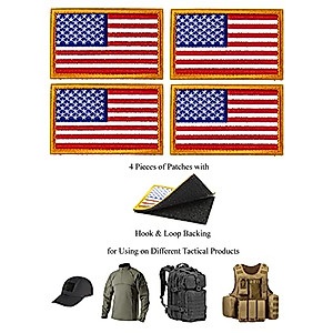 4 PCS Tactical Patches of USA US American Flag, with Hook and Loop for Backpacks Caps Hats Jackets Pants, Military Army Uniform Emblems, Size 3x2 Inches