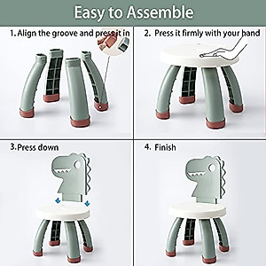 Toddler Chair,Plastic Kids Dino Chair,Sturdy Durable and Lightweight Toddler's Activity Chairs,Anti-Slip Ergonomic Design Kids Step Stool,Indoor or Outdoor Use for Boys Girls Aged 1+ (Green)