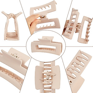 8 Pack 4.1 Inch Rectangle Large Hair Claw for Women and Girls Matte Nonslip Jaw Clips Strong Hold Hair Accessories