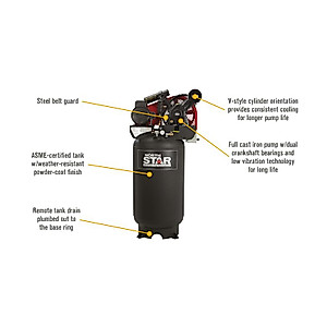 NorthStar Electric Air Compressor- 7.5 HP 80-Gal Vertical 230V 24.4 CFM @ 90 PSI
