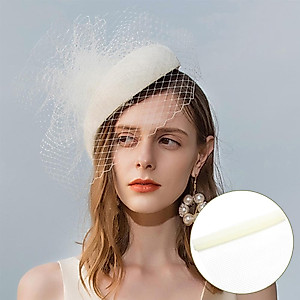 BENECREAT 2.18 Yards Birdcage Veil Netting Fabric, 17inch Wide Organza Tulle Fabric Net Mesh Beige Russian Netting Hat Veil Millinery for Wedding, Sewing, Dress Decoration