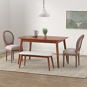 Virabit French Country Dining Chairs Set of 4, Vintage Louis Chairs with Curved Backrest and Beautifully Carved Solid Wood Frame Farmhouse Dining Chairs for Living Room, Kitchen, Restaurant