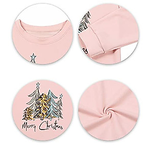 KIDDAD Christmas Sweatshirts for Women Merry Christmas Sweatshirt Funny Christmas Trees Graphic Holiday Party Pullover Tops Pink