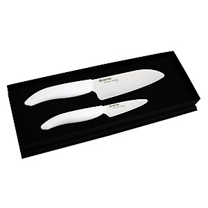 Kyocera Revolution 2-piece Ceramic Knife Gift Set, 5.5 inch Santoku and 3 inch Paring, White