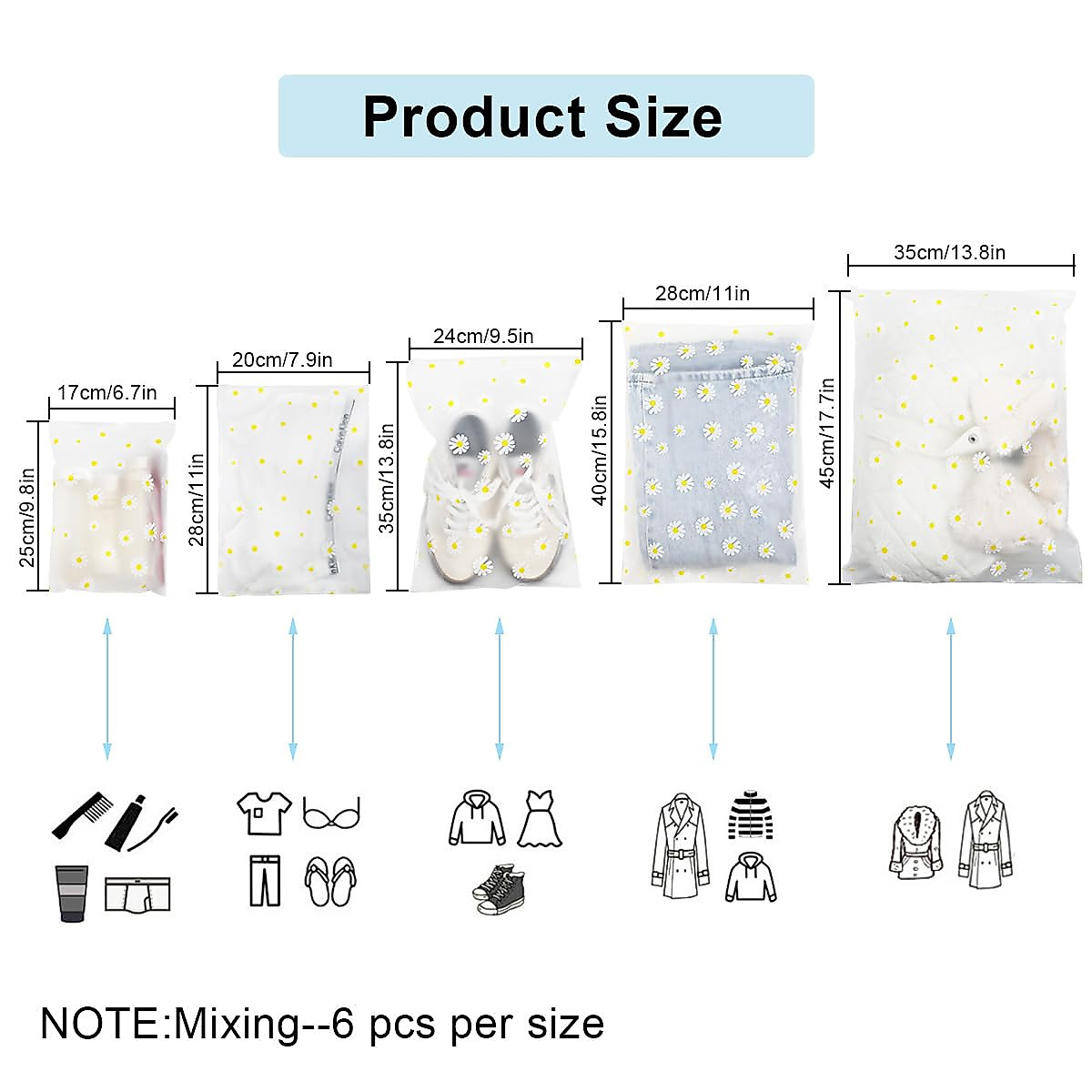 30PCS Travel Storage Bags for Clothes, Clear Reusable Bags Plastic Ziplock Bags, Waterproof Resealable Clothing Zipper Bags Luggage Organizer Pouch for Clothes, Towels, Shoes, Cosmetics (5 Size)