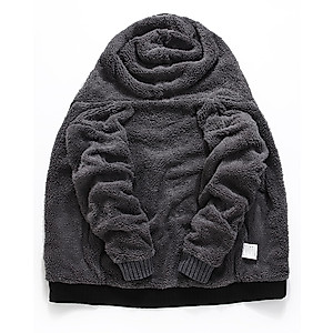 Little Beauty Mens Zip Up Hoodie Thick Fleece Lined Winter Heavyweight Hoodie Black Light Grey