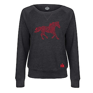 Country Casuals International Harvester - Red Paisley Horse IH - Women's Lightweight French Terry Pullover - Size X-Large
