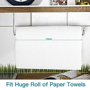 HLHyperLink Paper Towel Holder - Self Adhesive Paper Towel Holder Wall Mount Under Cabinet Mount, Large Rolls Kitchen papertowel Rack Both Available in Adhesive and Screws, SUS304 Stainless Steel