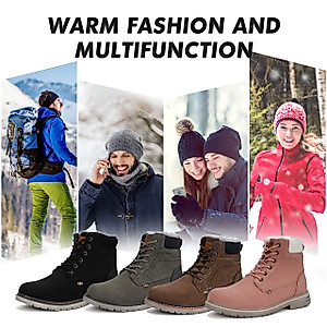 Mishansha Mens Hiking Snow Boots Water Resistant Anti-Slip Athletic Trekking Womens Warm Ankle Boots Black 11.5 Women/10 Men