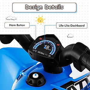 OLAKIDS Kids Ride On ATV, 6V Electric Vehicle for Toddlers, 4 Wheeler Battery Powered Motorized Quad Toy Car for Boys Girls with LED Lights, Horn (Blue)