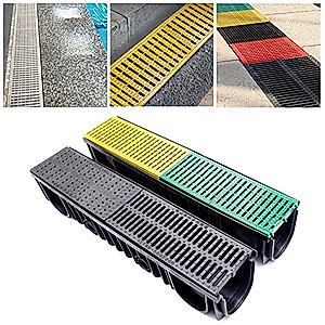 ZHAIHUA Drain Strainers,Resin Plastic Strainers,Plastic Grate,Speed Channel Grate,Sewer Cover Grates,Drain Sewer Cover,Plate Grid Rainwater Grate Rectangular Well Cover,Trench Drain System, Garden