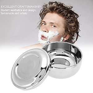 Shaving Soap Bowl, Universal Men Stainless Steel Beard Shaving Soap Bowl Shaving Mug Container With a Mirror