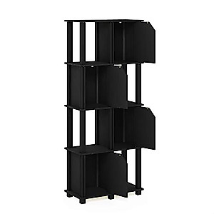 Furinno Brahms Storage Shelf, 5-Tier, Black Oak/Black