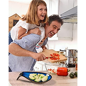 Uniidea Ceramic Spoon Rest, Spoon Rest for Kitchen Counter, Spoon Holder for Stove Top, Coffee Cooking Farmhouse 4inch, Blue