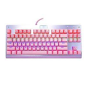 Granvela E-yooso Pink Z-77 Mechanical Keyboard | Aluminium Panel |Tactile Brown Switches | Rainbow LED Backlit | N-Key Rollover | 87-Key Tenkeyless | Hot Swappable