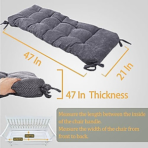 Big Hippo Indoor Bench Cushion 51 x 19 x 2 Inches - Soft Bench Pad Patio Bench Seat Cushion with Ties - Grey