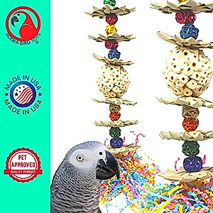 Bonka Bird Toys 3612 Sola Tower Vine Palm Sola Shred Paper Natural Hanging Beak Feet Parrot Cockatoo Accessories Parrotlet African Grey…