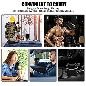 Travel Coffee Mug, 13oz Vacuum Stainless Steel Insulated Coffee Mug with Leakproof Lid, Coffee to Go Double Walled Travel Tumbler for Outdoor, Home, Office Ideal for Ice Drinks, Hot Beverage (Black)