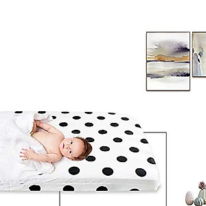 Lovepreciousbaby Dot Print Fitted Crib Sheet, 100% Cotton Baby Crib Sheets for Standard Crib Mattress- Black Dots Pattern