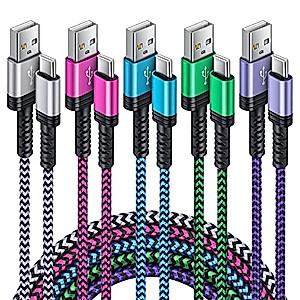 Android Charger Type USB C to USB A Fast Charging Cable Phone Cord 5 Pack for Samsung Galaxy S23/S22/S21 FE Ultra 5G/S20/S10,A14 A54 Z Flip 4/3/Fold 4/3 5G,A73 A53 A13,Moto G Stylus/Play/Power,Pixel 7