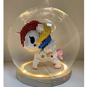 Uvini Micro Blocks Adult Building Toy Set, Valentine's Day Gift, Christmas Fun DIY Unicorn for Adults or Kids, Best Gift Girls 870pcs ( with Dust-proof lampshade ), White, (00867)