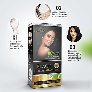 Herbishh Hair Color Shampoo for Gray Hair – Magic Hair Dye Shampoo – Colors Hair in Minutes–Long Lasting–500 Ml–3-In-1 Hair Color–Ammonia-Free (Black)
