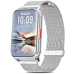 Smart Watch for Android iOS Phones Compatible 1.57 inch Full Touch Screen Fitness Tracker with Heart Rate & Blood Oxygen Monitoring IP68 Waterproof Smart Watches for Men Women(Silver)