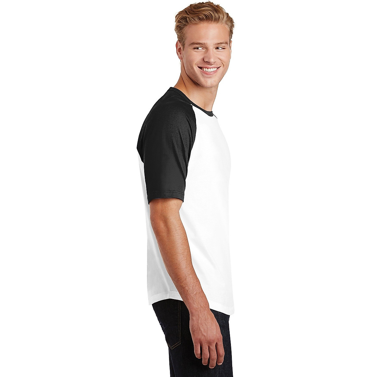 SPORT-TEK Short Sleeve Colorblock Raglan Jersey F20 White/Black
