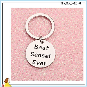 FEELMEM Karate Instructor Sensei Gift Best Sensei Ever Keychain Martial Arts Jewelry Taekwondo Jiu Jitsu Coach Gift