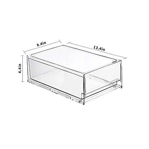 LEECHY Fridge Organizer Bins, Clear Refrigerator Organizers and Storage Bins with Drawers Pull-Out Cabinet Containers kitchen organizers and storage for Fridge Kitchen Office (1 piece)