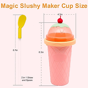 Slushie Maker Cup - DIY Magic Quick Frozen Smoothies Cup for Homemade Milk Shake Ice Cream Maker, Cooling Cup, Double Layer Squeeze Slushy Maker Cup,Birthday Funny Gifts for Kids &Friends &Family