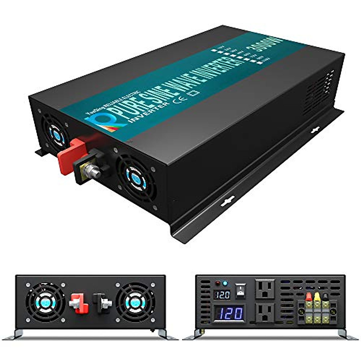 Reliable 3000W High Efficiency Pure Sine Wave Solar Power Inverter 12V 120V 60Hz Power Converter LED Display